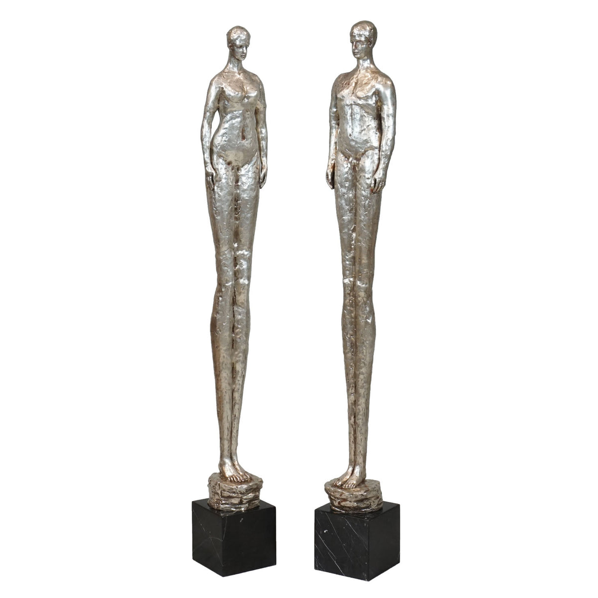 Silver Man & Woman Sculpture Pair — AllSculptures