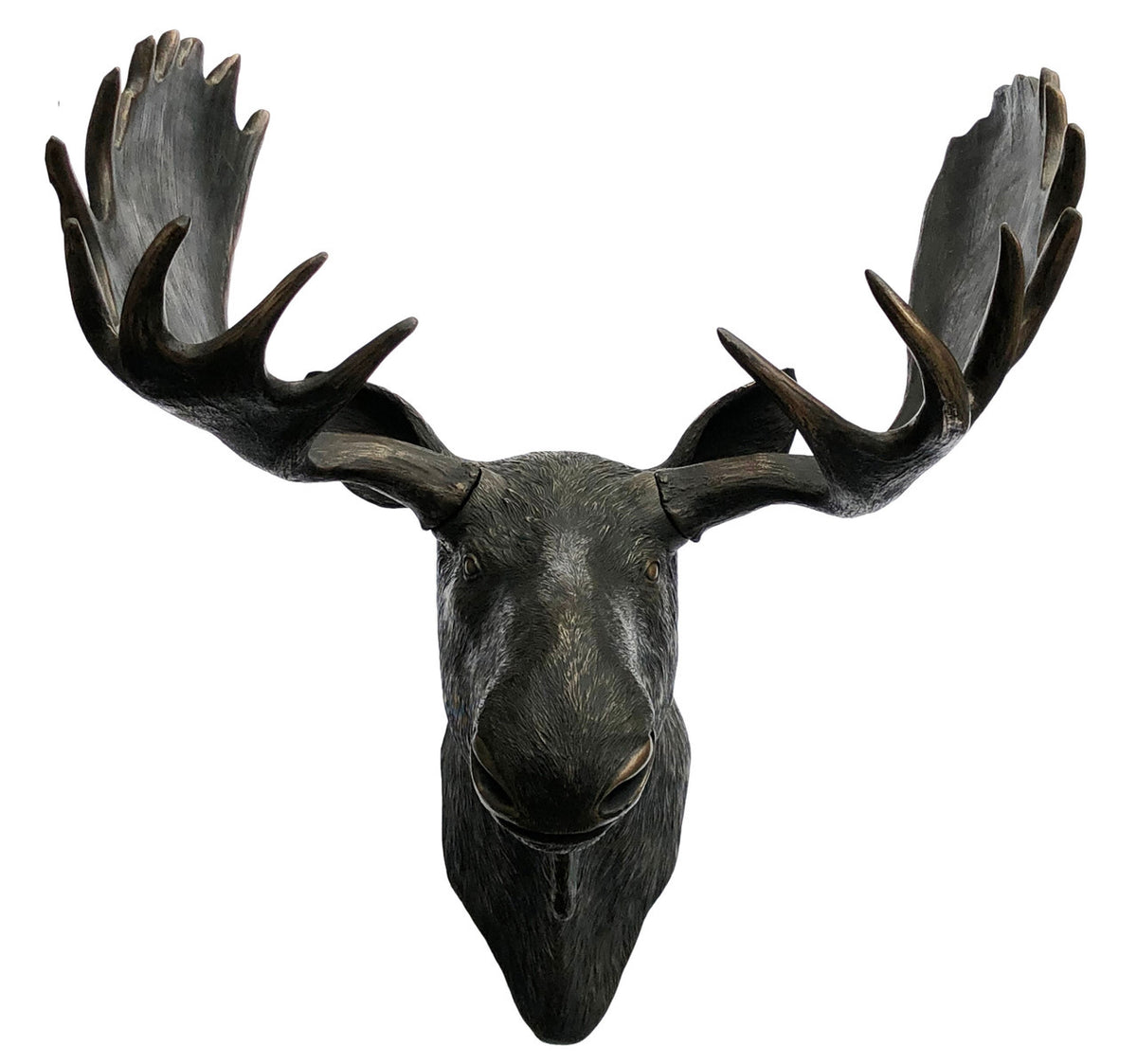 Moose Head Wall Sculpture-Faux Bronze — AllSculptures
