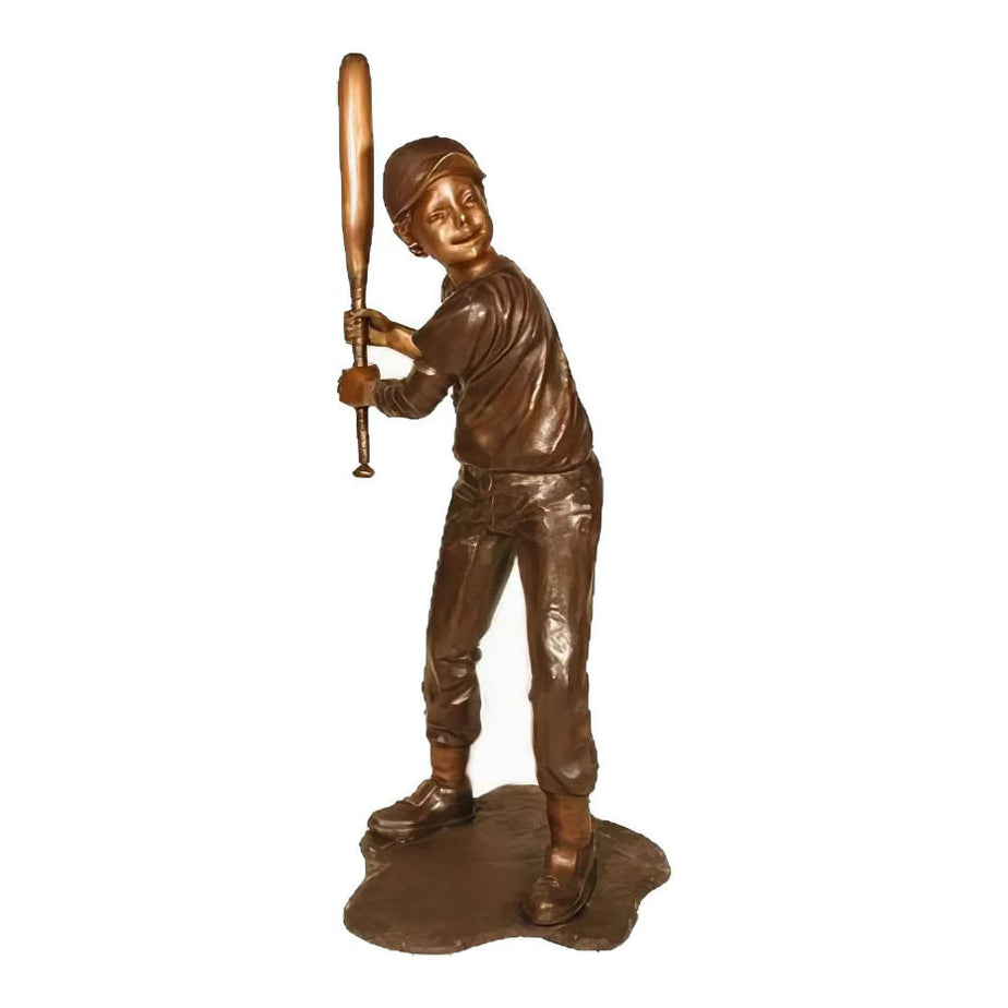 Boy Baseball Player at Bat Bronze Sculpture — AllSculptures