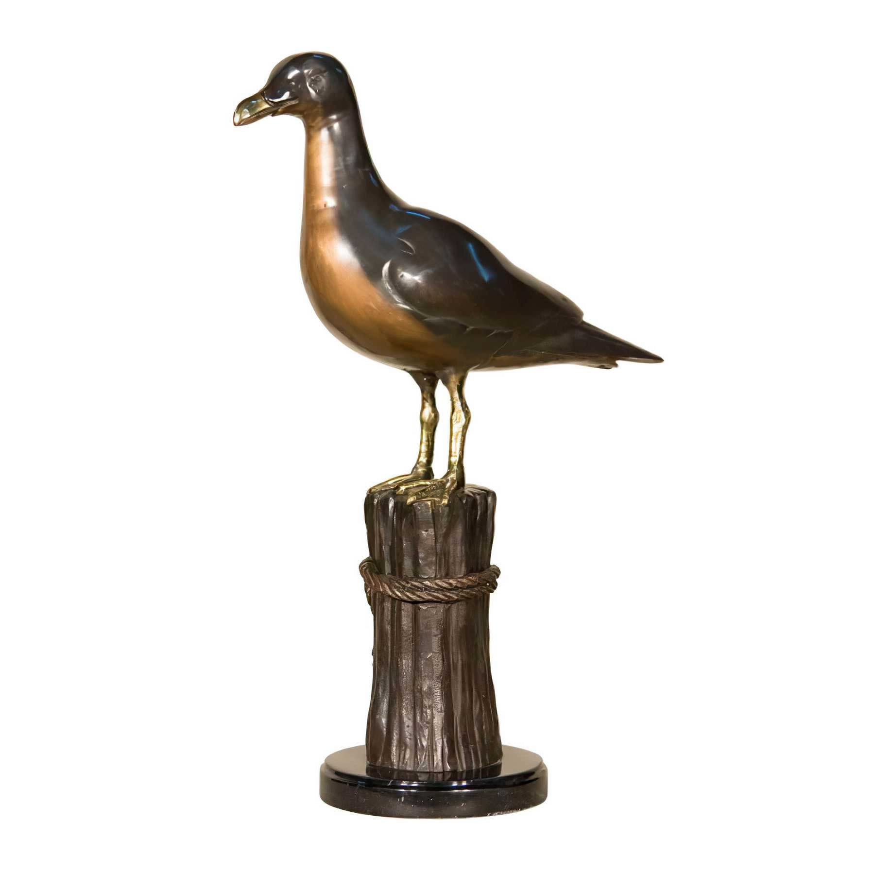 Seagull on Piling- Bronze Sculpture — AllSculptures
