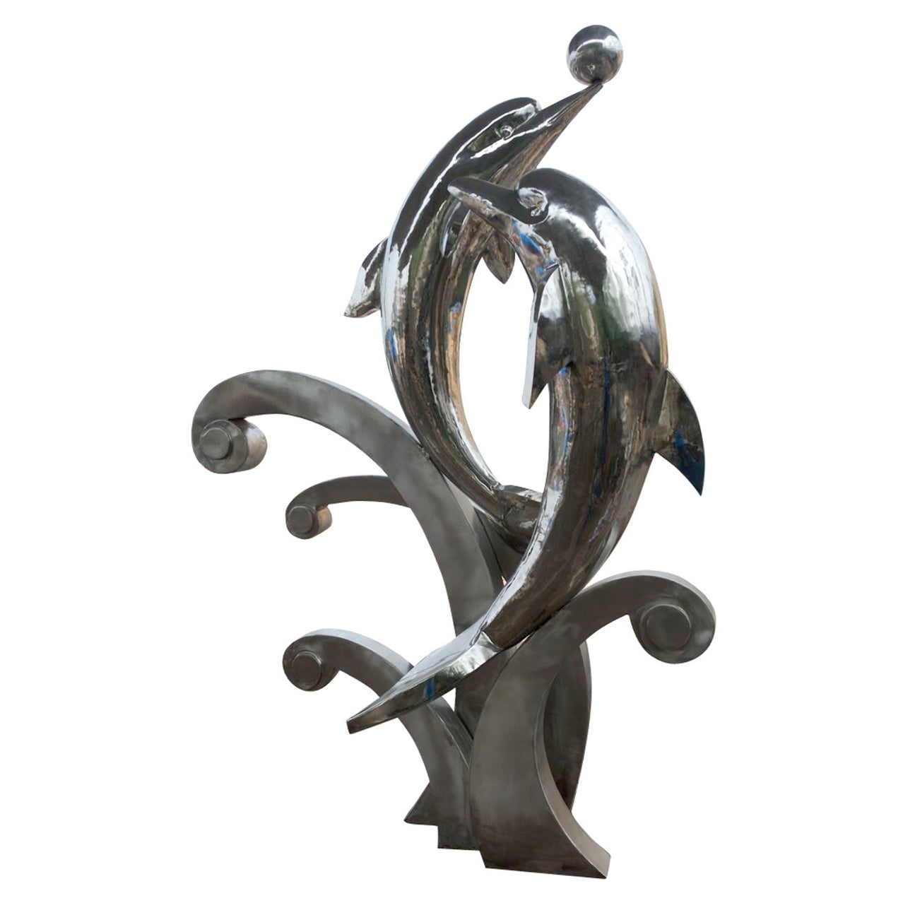 Stainless Steel Modern Dolphin Sculpture — AllSculptures