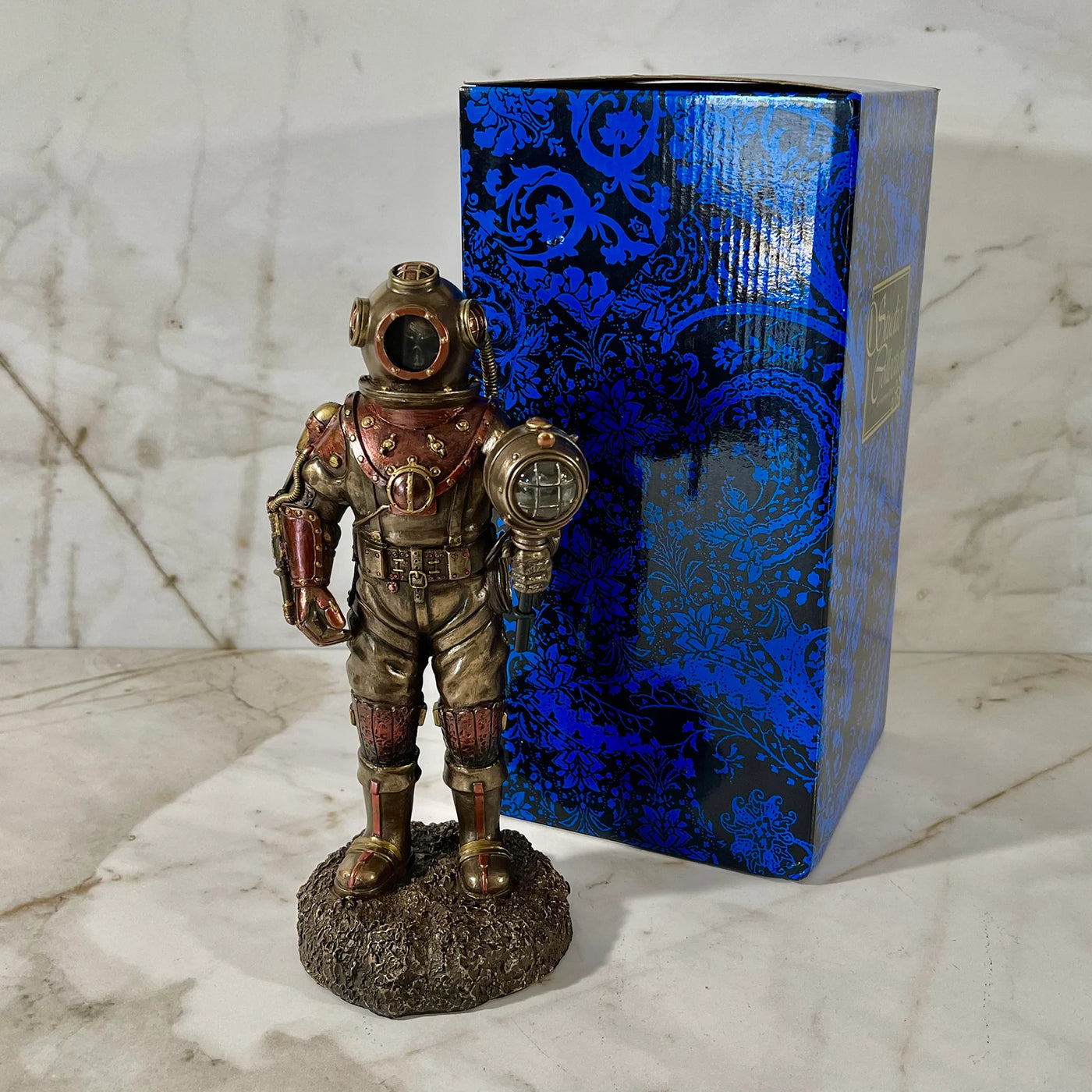 Steampunk Skeleton Diver With Light Statue — AllSculptures