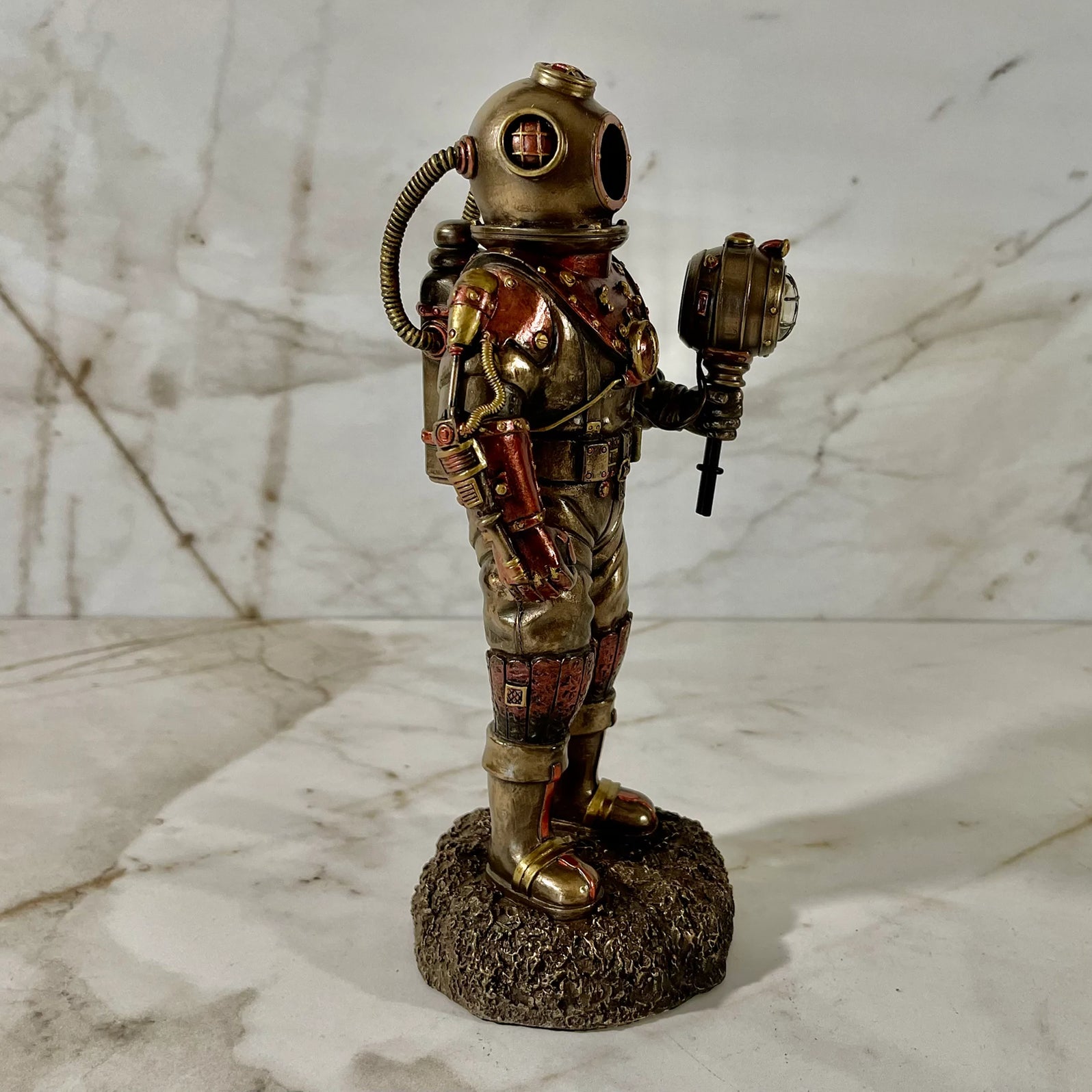 Steampunk Skeleton Diver With Light Statue — AllSculptures