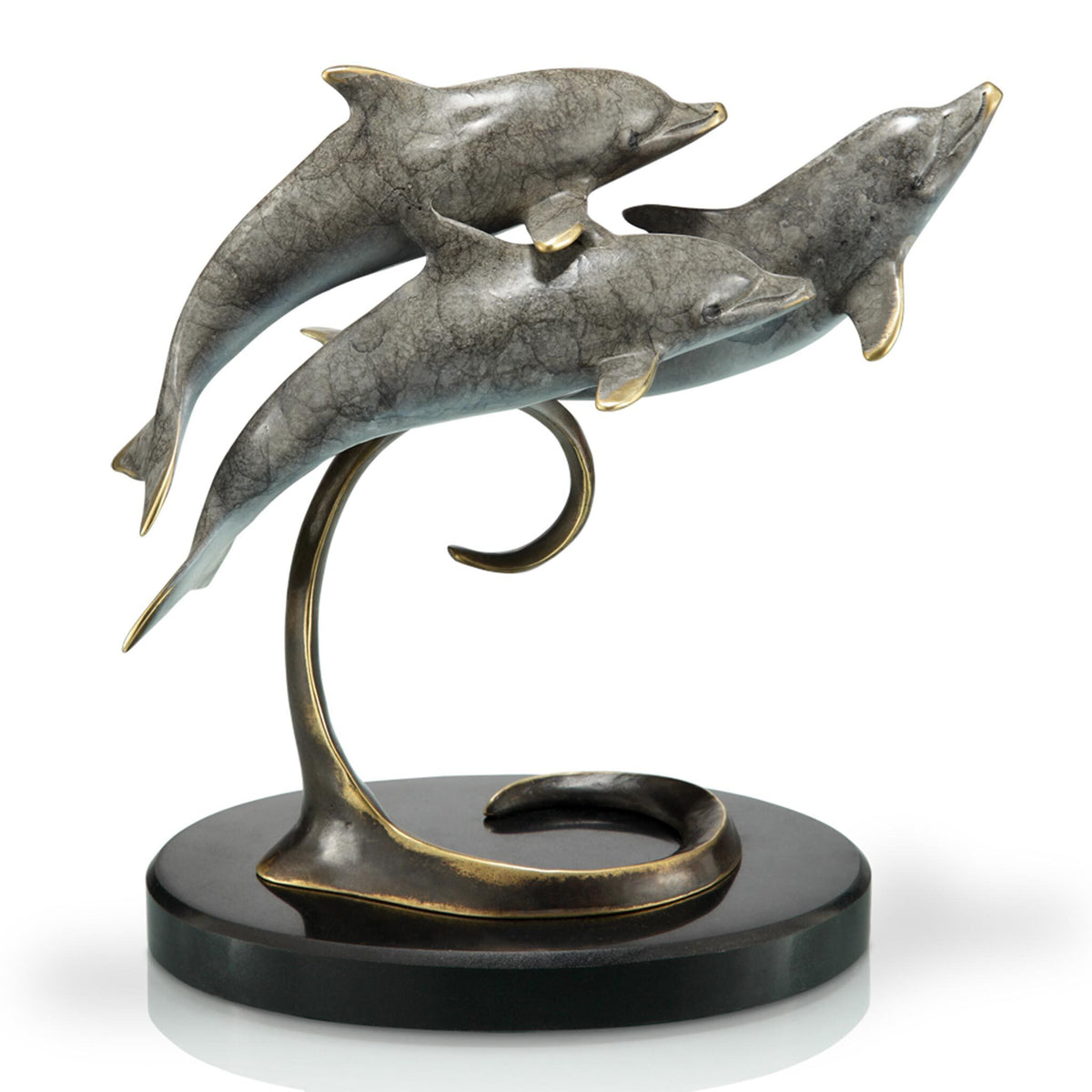 Triple Dolphins Statue on Marble Base by San Pacific International/SPI ...