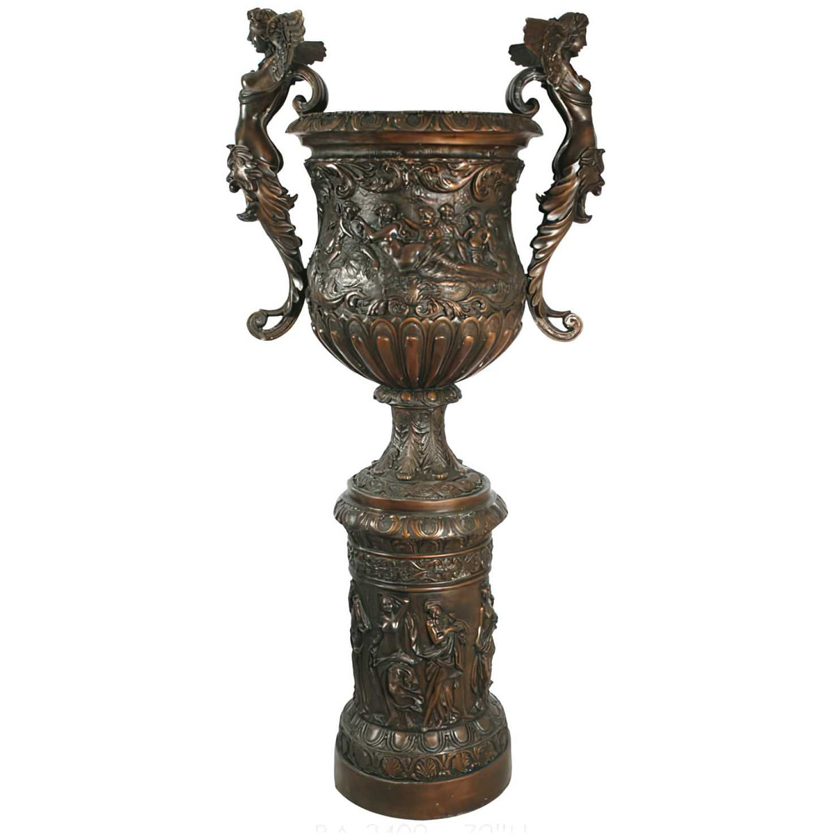 Winged Lady on Column- Bronze Urn — AllSculptures